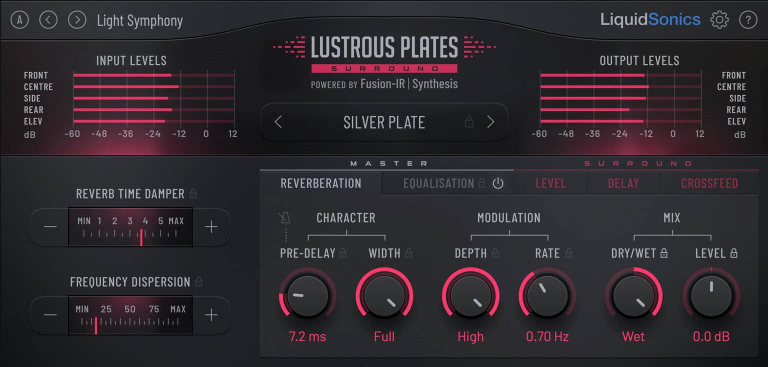 Lustrous Plates Surround reverb plugin AAX, AU, VST - LiquidSonics