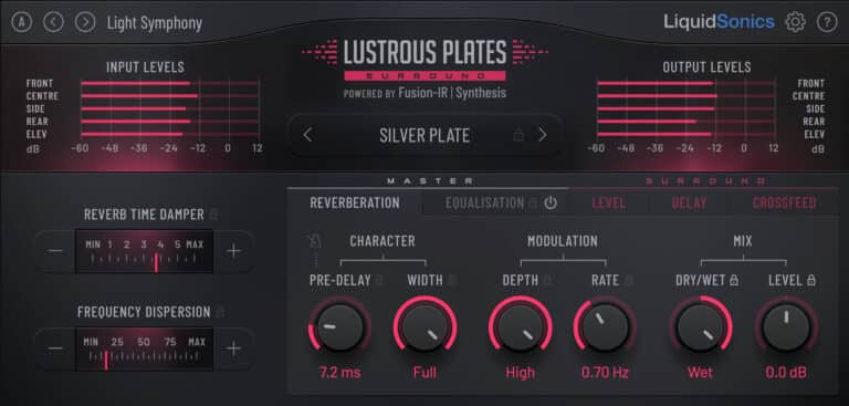 Lustrous Plates Surround reverb plugin AAX, AU, VST - LiquidSonics