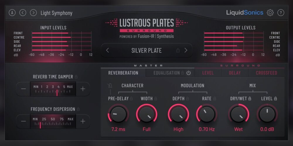 Lustrous Plates Surround reverb plugin AAX, AU, VST - LiquidSonics