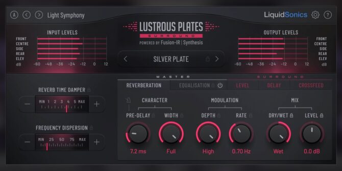 Lustrous Plates Surround reverb plugin AAX, AU, VST - LiquidSonics