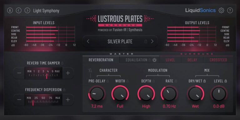 Lustrous Plates Surround reverb plugin AAX, AU, VST - LiquidSonics