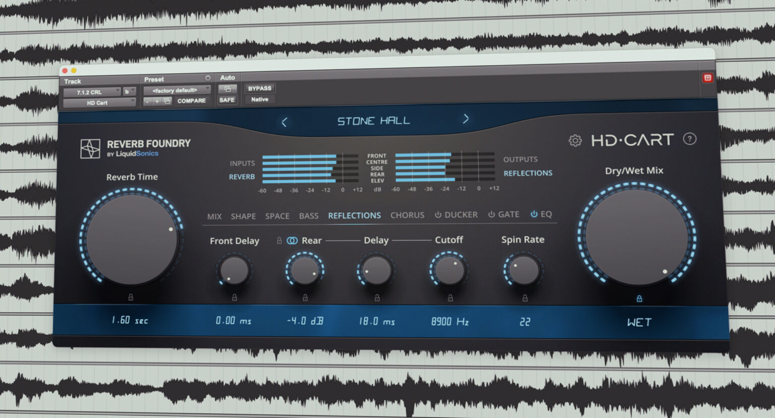 HD Cart, vintage digital reverb in 9.1.6 - AAX, VST, AU - LiquidSonics